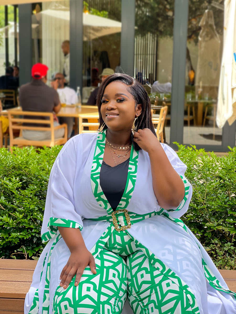 Maxine Green & White Kimono Set – Lovethelooksa